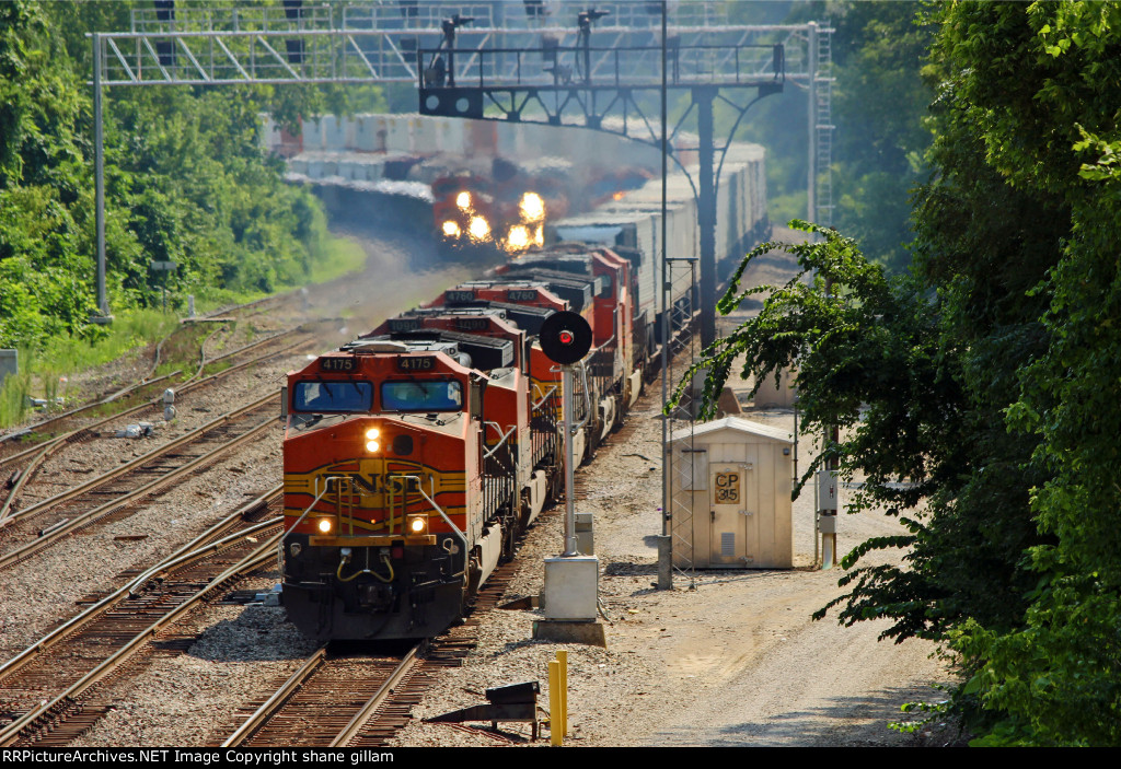 Hotter than Hot This WB BNSF Z train holds up 3 other wb's at Argentine yard.